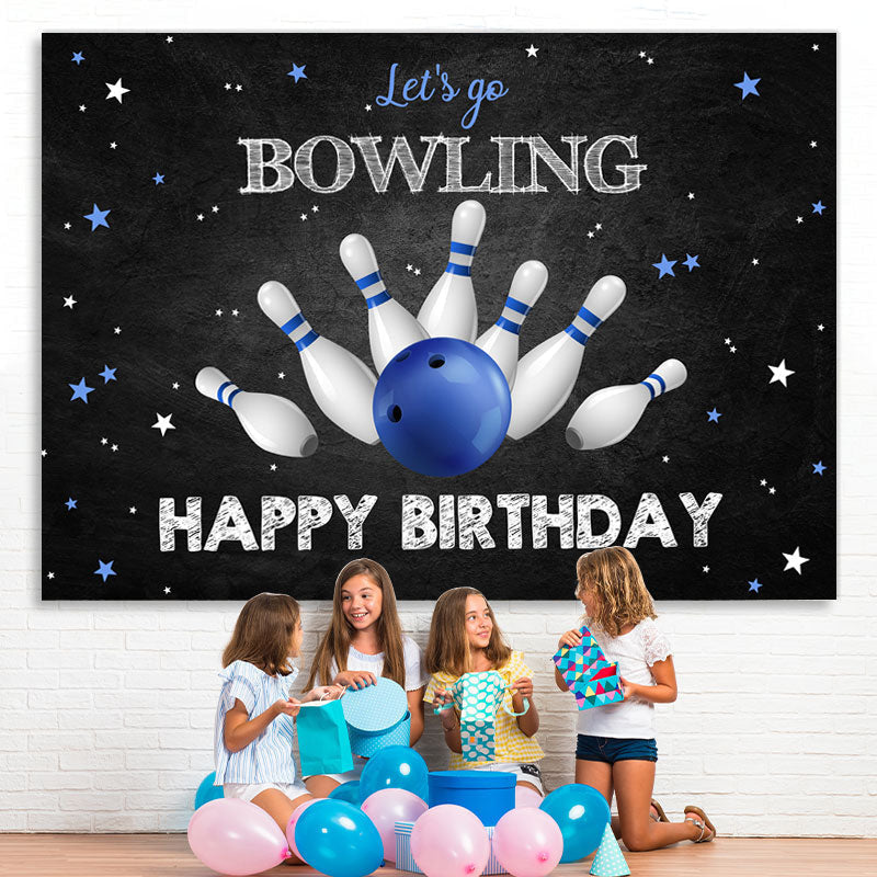Lets Go Bowling Star Themed Happy Birthday Backdrop – Lofaris