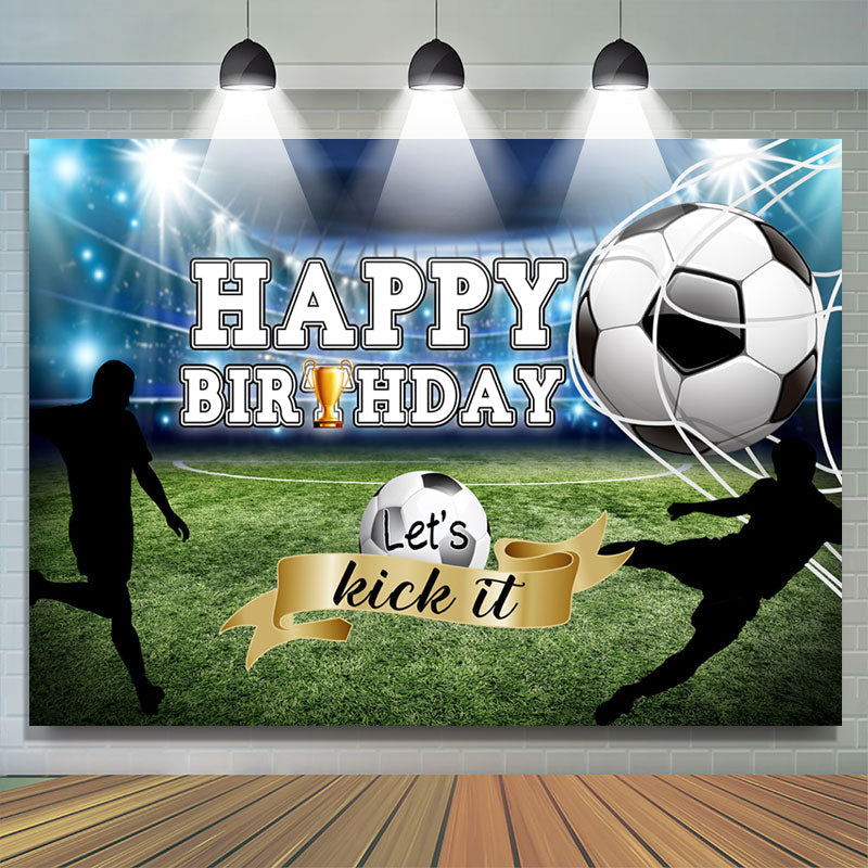 Lets Kick It Football Theme Happy Birthday Backdrop – Lofaris