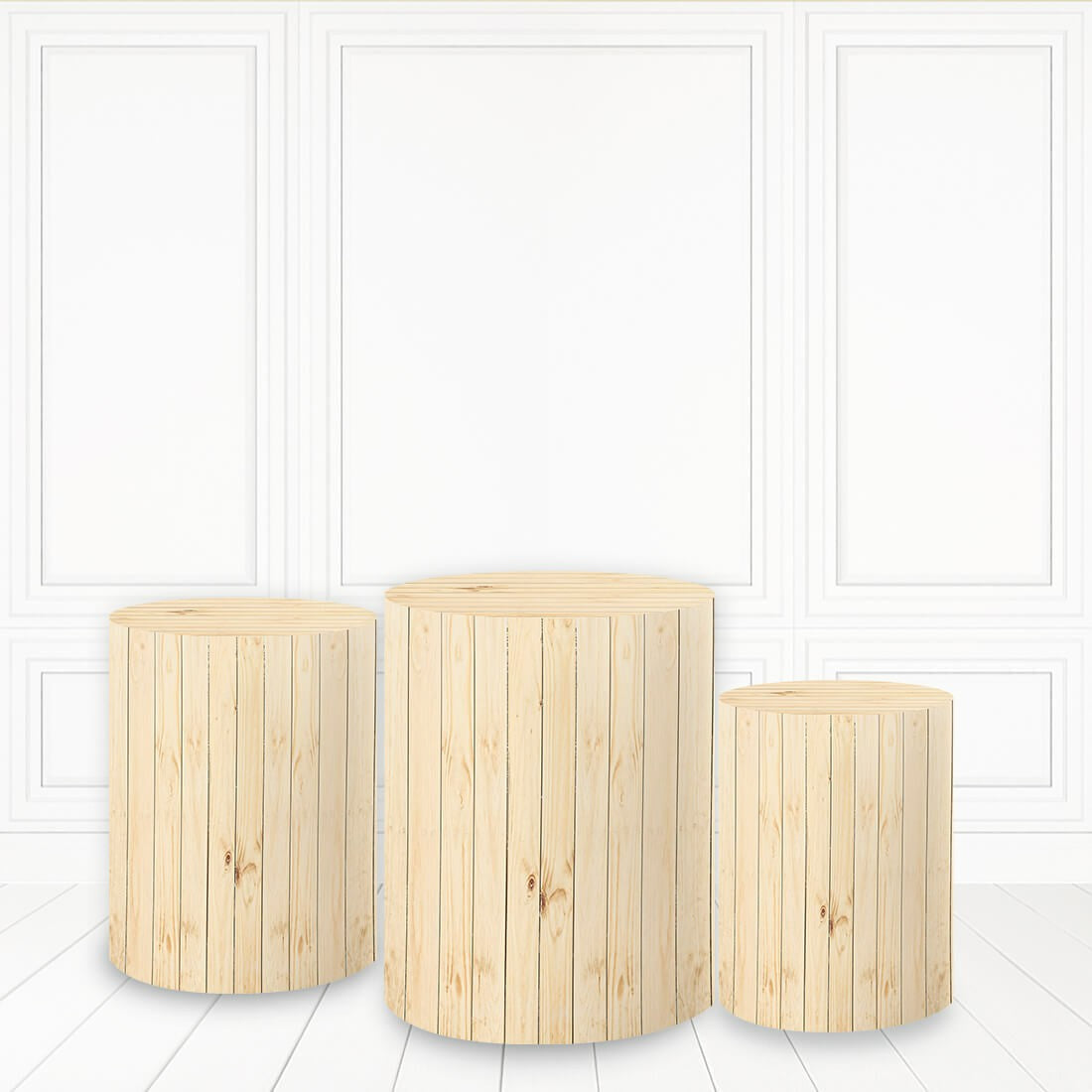 Light Yellow Brown Plinth Cover Wood Block Pattern Cylinder Cover – Lofaris