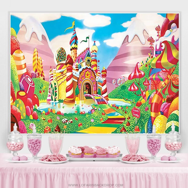 Lollipop Candyland Castle Birthday Backdrop For Girl – Lofaris