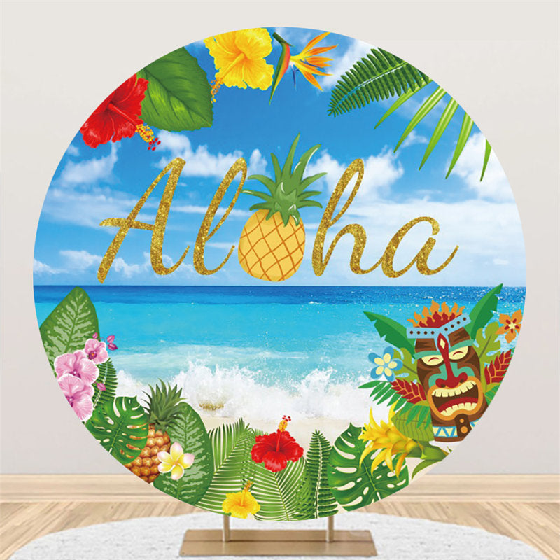 Lovely And Floral Theme Hawaiian Holiday Round Backdrop – Lofaris
