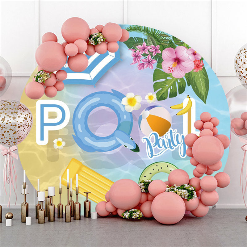 Lovely Relax Summer Swimming Pool Party Circle Backdrop - Lofaris