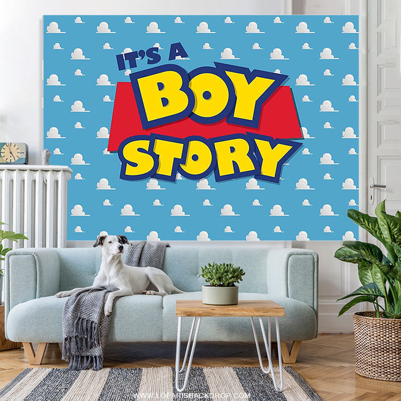 Lovely Sky Cloud Its A Boy Story Baby Shower Backdrop – Lofaris
