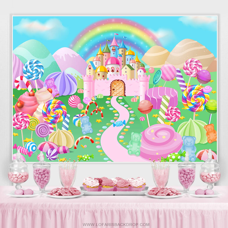 Magical Candyland Castle World Birthday Backdrop – Lofaris