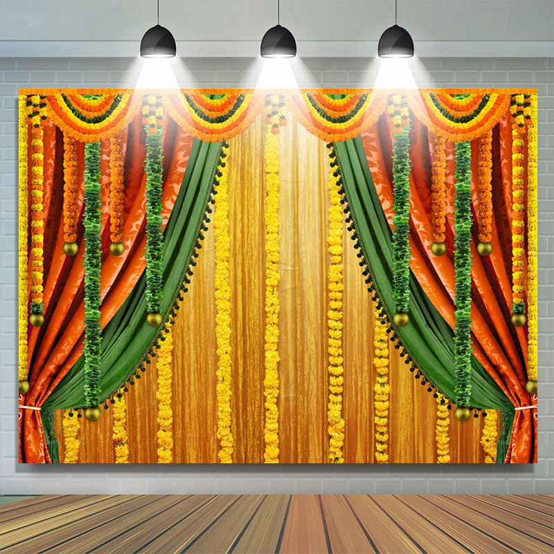 Marigold streamer Indian Macrame Wedding Backdrop - Lofaris