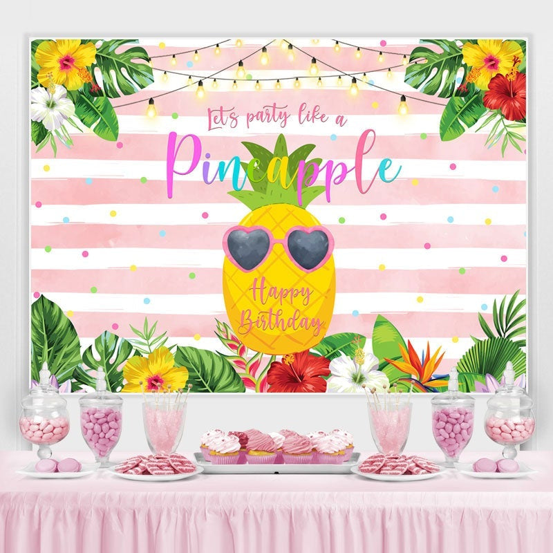 Pineapple Floral Birthday Photo Decoration backdrops – Lofaris
