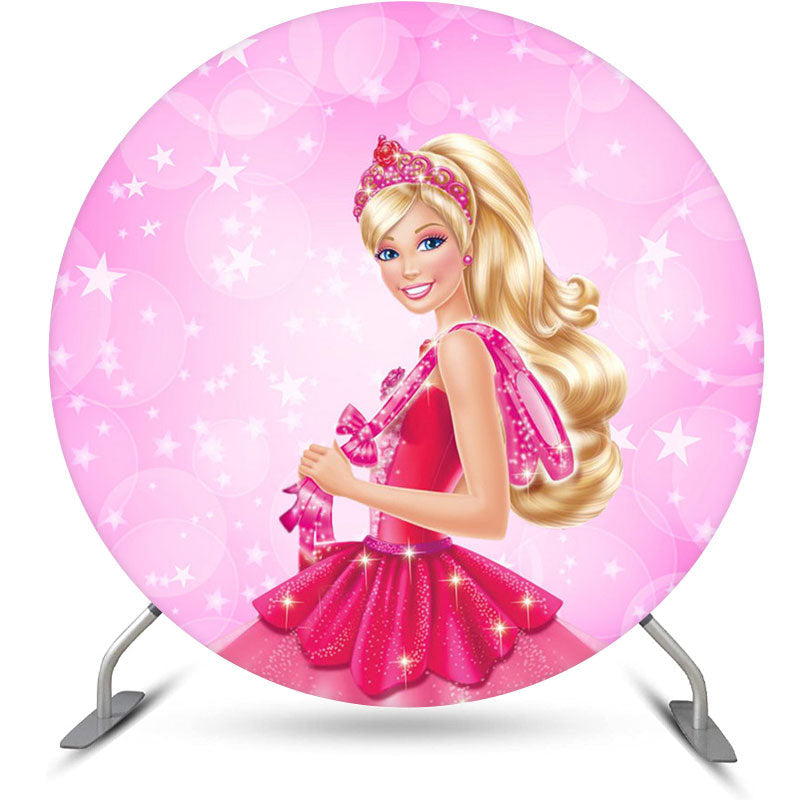 Pink Blonde Barbie Doll Round Backdrop Kit For Girls – Lofaris