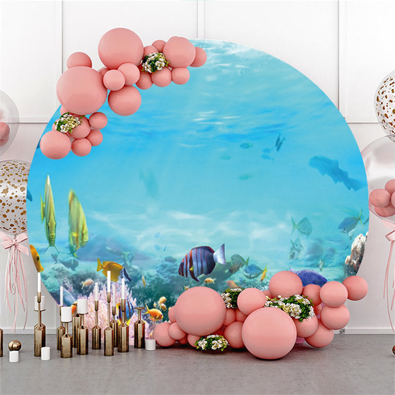 Pink Coral Reefs And Fish Round Backdrop For Summer – Lofaris