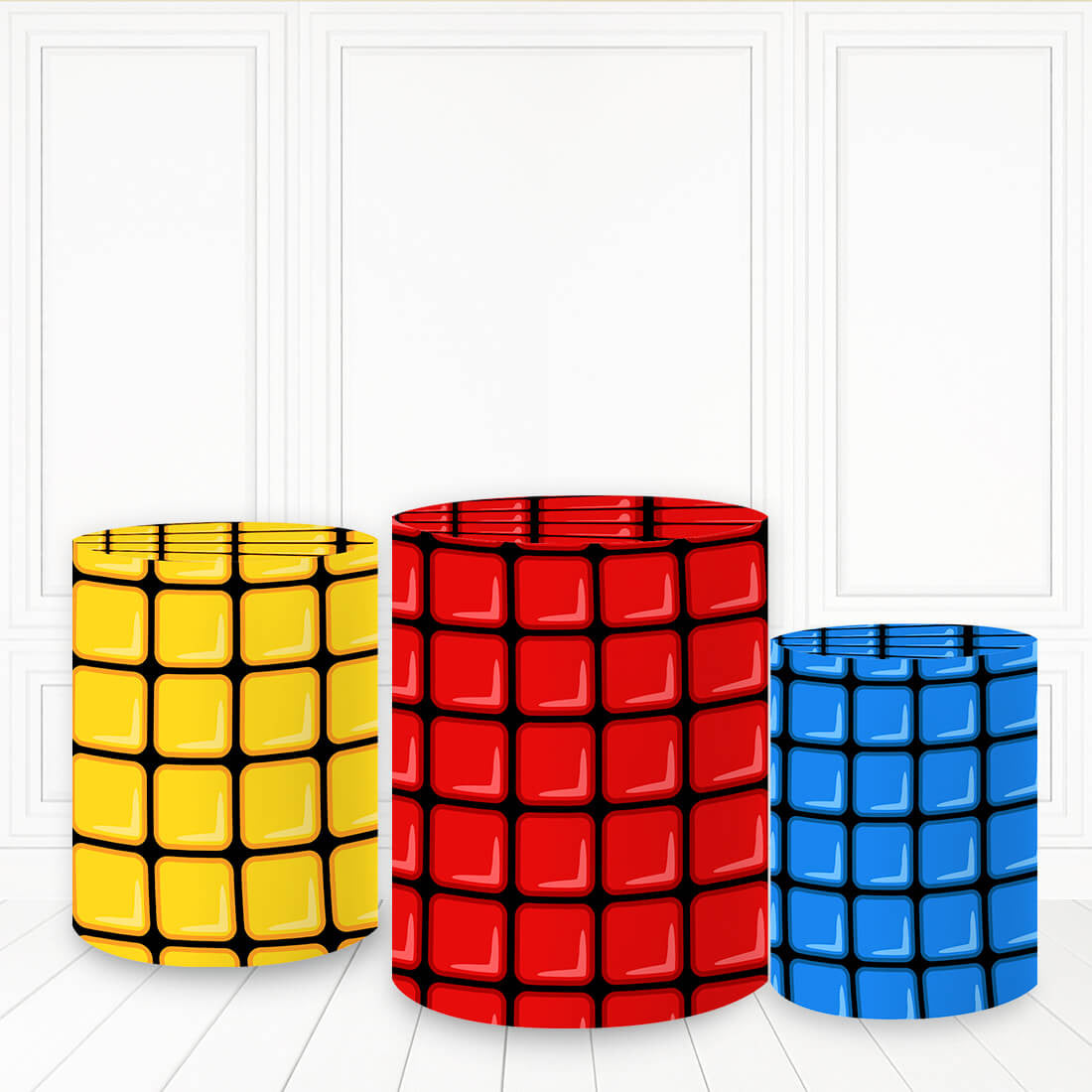 Primary Color Squares Pillar Wrap Red Yellow Blue Plinth Cover – Lofaris