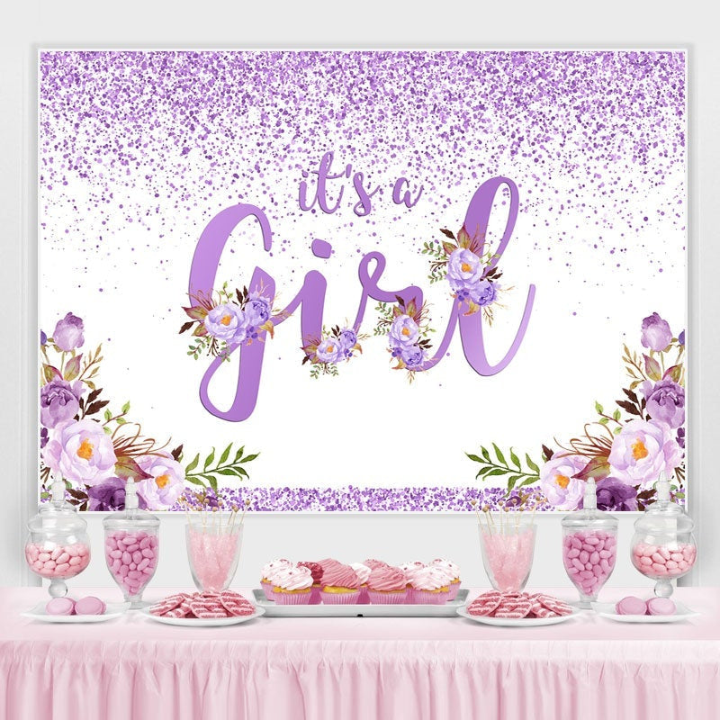 Purple And Floral Lovely Themed Baby Shower Backdrop – Lofaris