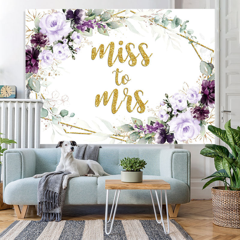 Purple And Glitter Floral Miss To Ms Wedding Backdrop – Lofaris