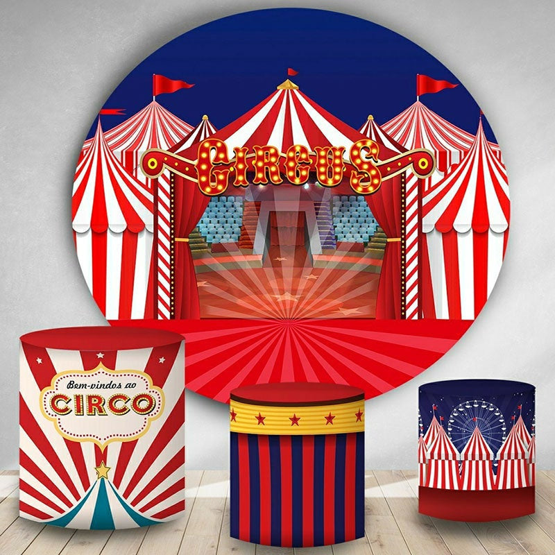 Red Curtain Circus Round Birthday Decoration Backdrop Kit – Lofaris