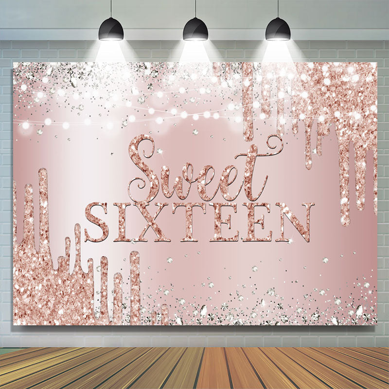 Rose Gold Bokeh Diamond Sweet Sixteen Birthday Backdrop – Lofaris