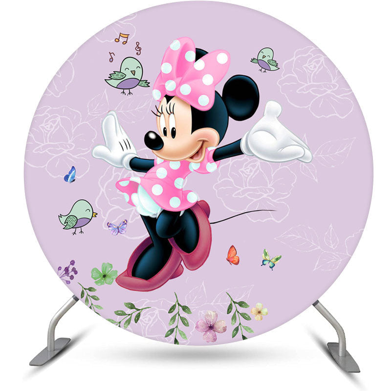 Round Pink Lovely Minnie Theme Backdrop Kit For Girl – Lofaris