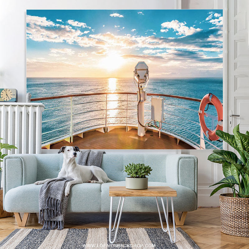 Blue Sky Sea Vessel Theme Summer Backdrop For Party - Lofaris