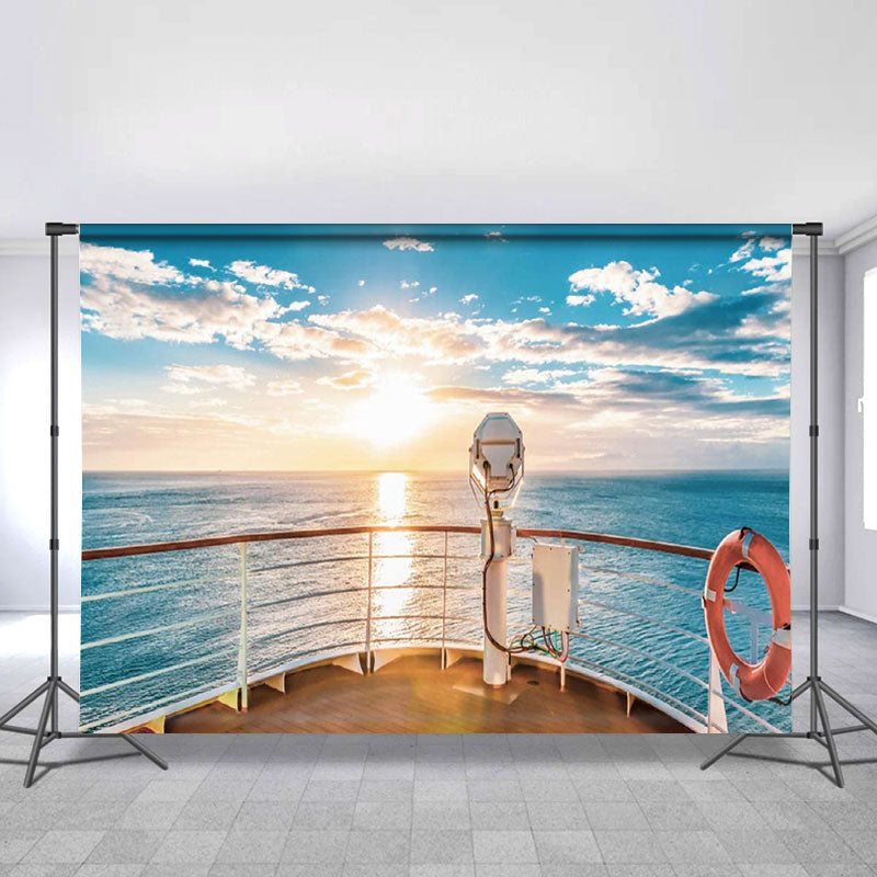 Blue Sky Sea Vessel Theme Summer Backdrop For Party - Lofaris