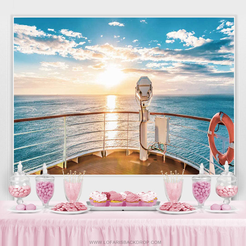 Blue Sky Sea Vessel Theme Summer Backdrop For Party - Lofaris