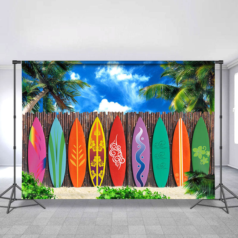 Seaside Palm Tree Surfboard Photo Photoshoot backdrop – Lofaris