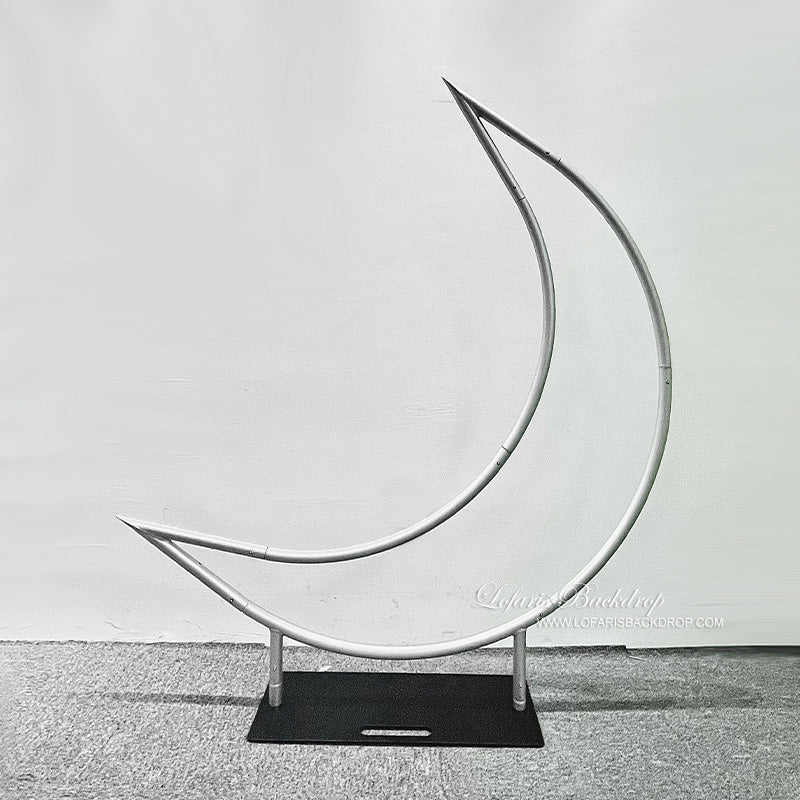 Silver Glitter Moon Shaped Arch Backdrop For Party Decor - Lofaris