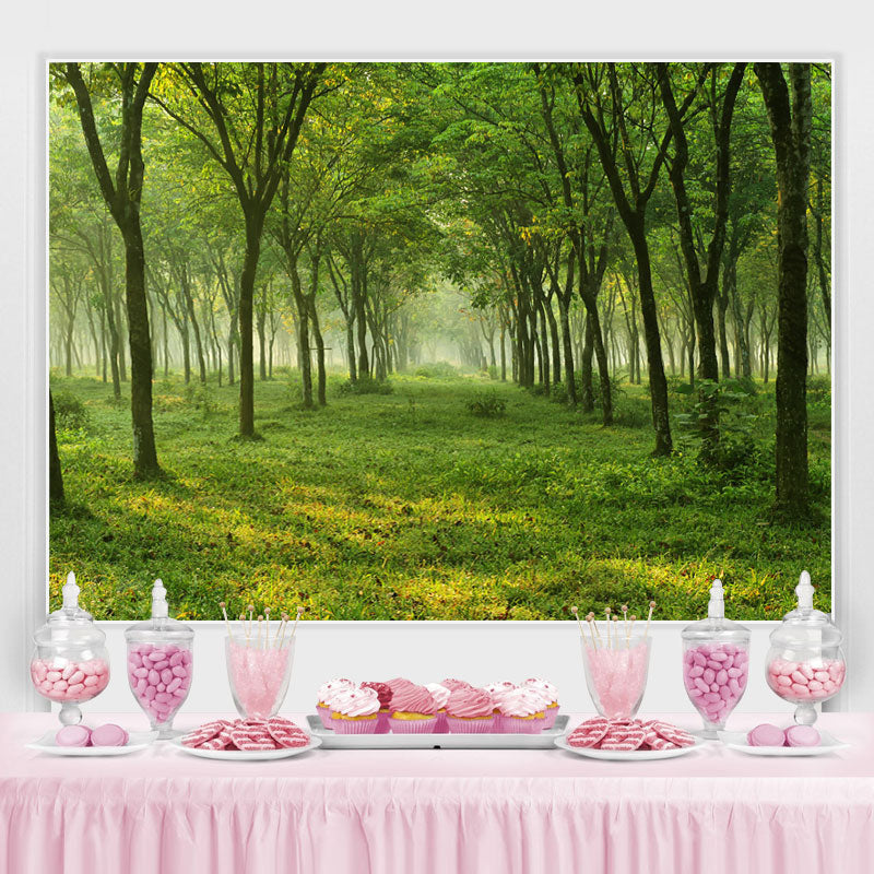 Simple Green Grass And Forest Peaceful Spring Backdrop – Lofaris