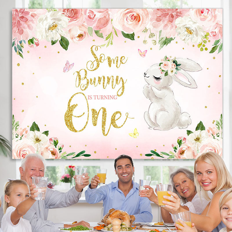 Some Bunny Is Turning One Birthday Party Theme Backdrop – Lofaris
