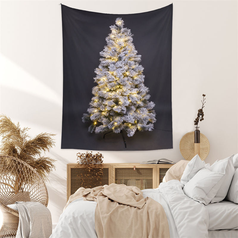 Lofaris Sparkle Snowy Christmas Tree Tapestry Wall Hanging