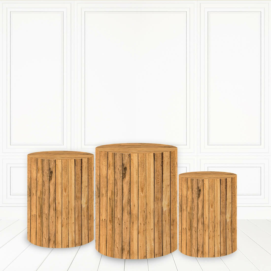 Striped Wood Cylinder Cover Printed Fabric Pillar Wrap – Lofaris