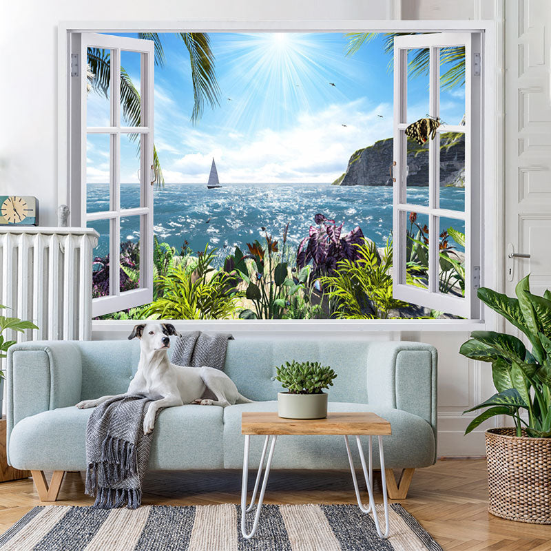 Summer Beach Window Seaside Sunshine Summer Backdrop – Lofaris