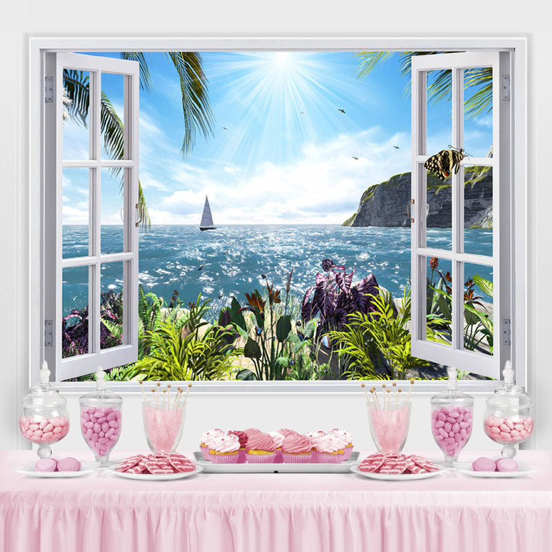 Summer Beach Window Seaside Sunshine Summer Backdrop – Lofaris
