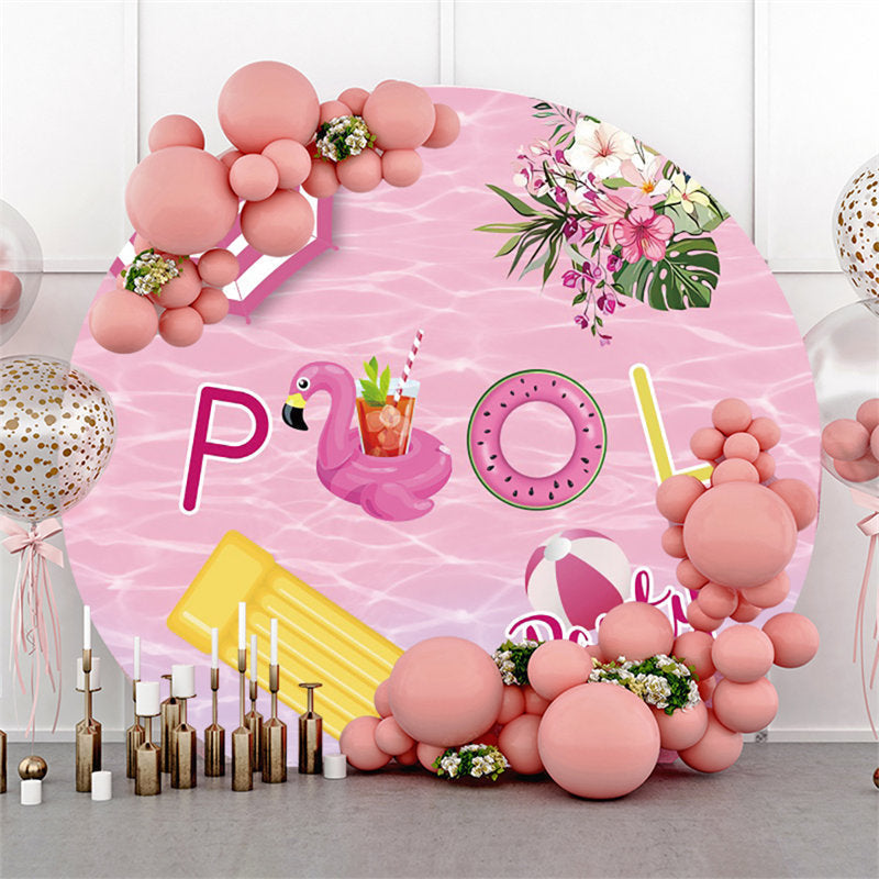 Summer Pool Party Themed Circle Swimming Backdrop - Lofaris