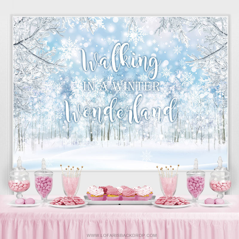 Walking In A Winter Wonderland Snow Birthday Backdrop – Lofaris