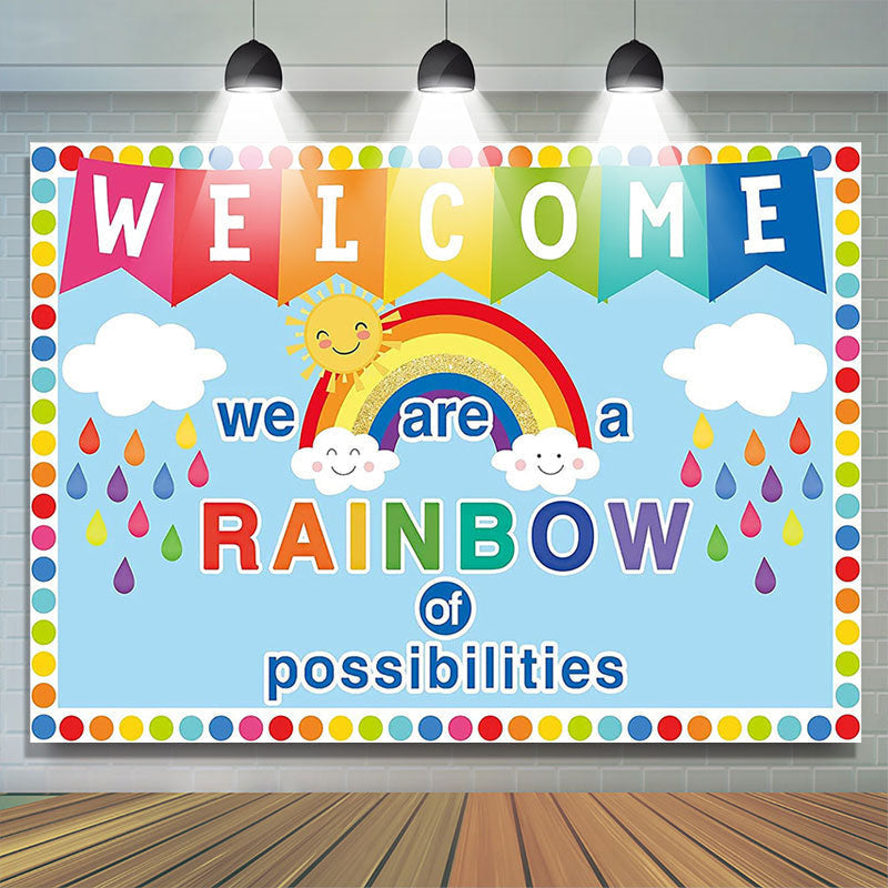 We Are Rainbow Blue Sky Welcome Back To School Backdrop – Lofaris