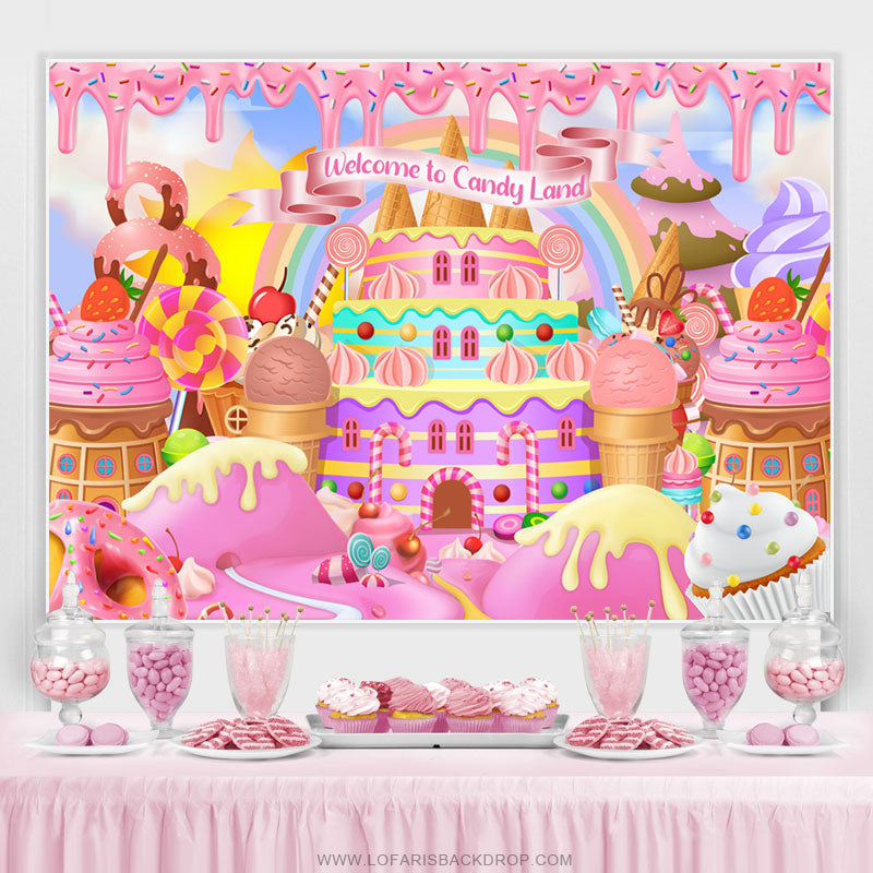 Welcome To Candy Land Castle Birthday Backdrop – Lofaris