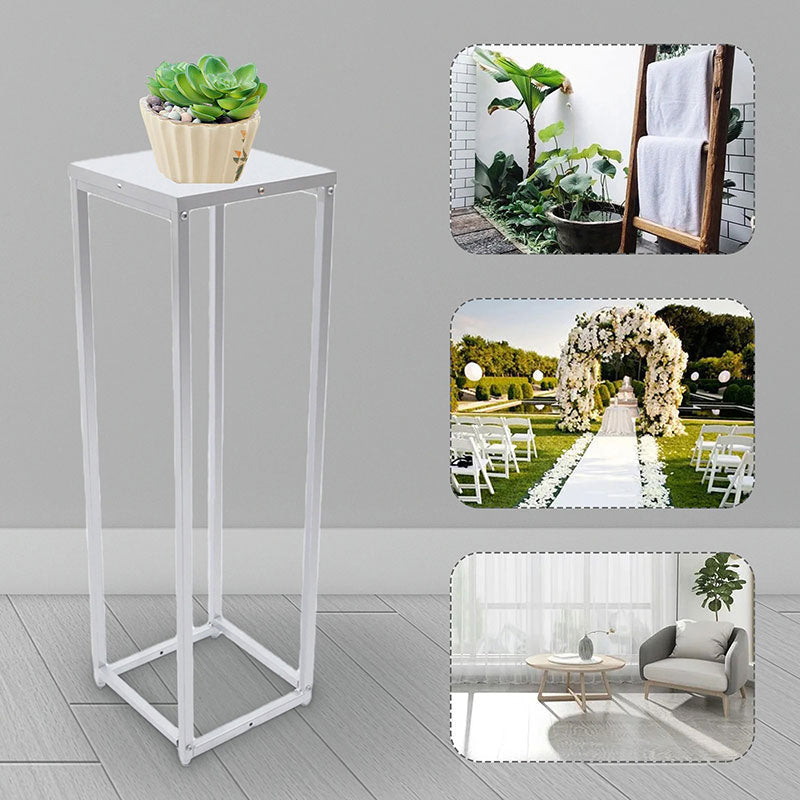 White Cuboid Metal Floral Stand For Wedding Decor - Lofaris