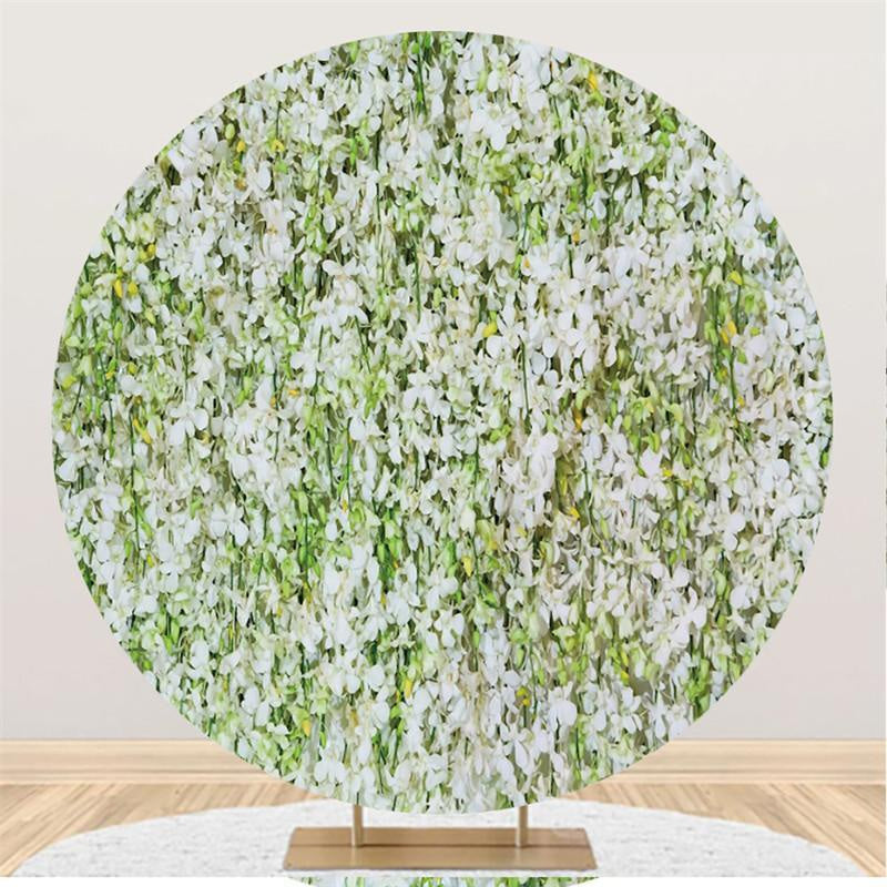 White Floral Custom Round Wedding Backdrop Decoration – Lofaris