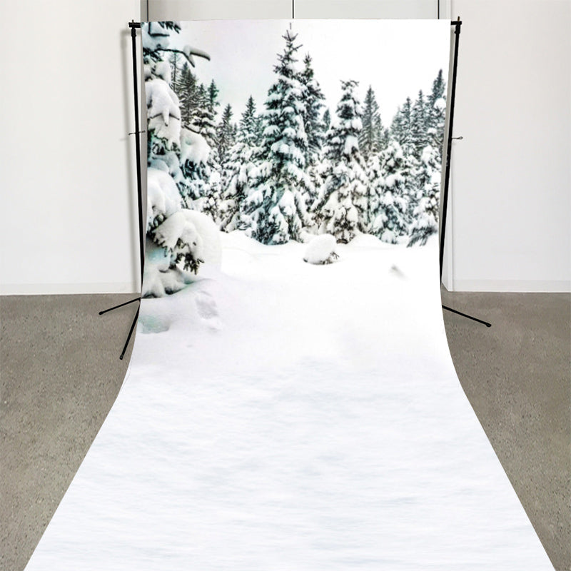 Lofaris White Snowy Tree Winter Scene Photo Booth Backdrop