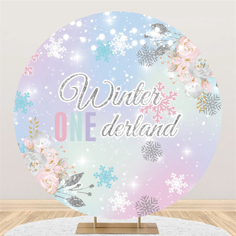 Winter One Derland Colorful Round 1st Birthday Backdrop - Lofaris